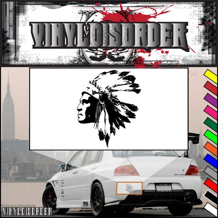 Native American with Split Headdress Decal – Vinyl Disorder