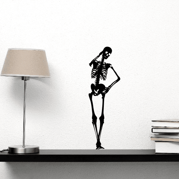 Thinking Skeleton Scratching Head Decal – Vinyl Disorder