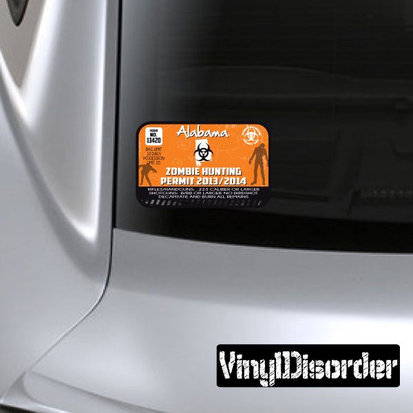 Alabama Zombie Hunting Permit Sticker – Vinyl Disorder