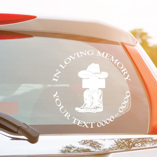 Cowboy Boots Headstone Custom In Loving Memory Decal – Vinyl Disorder