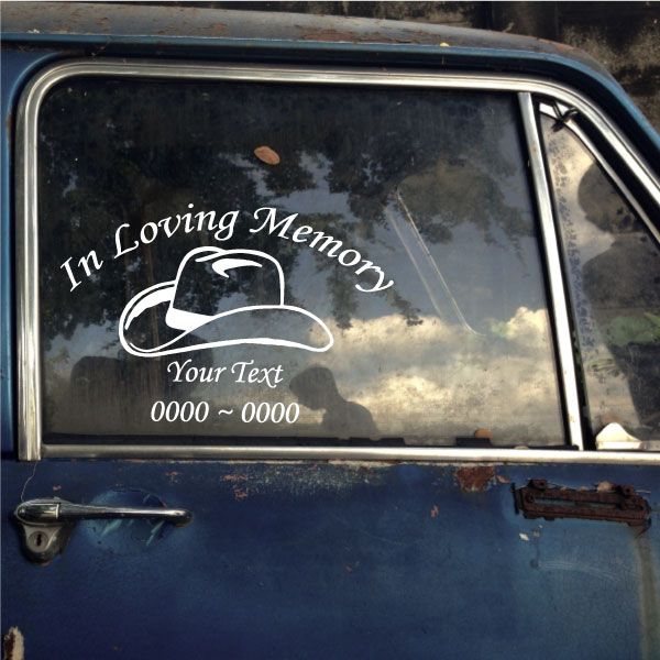 Cowboy Hat Side Custom In Loving Memory Decal – Vinyl Disorder