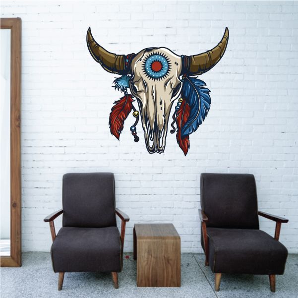 Decorated Cow Skull Sticker – Vinyl Disorder