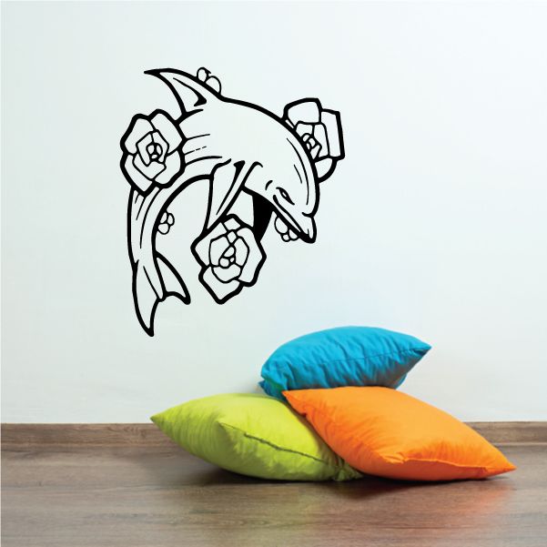 Decorated Rose and Dolphin Decal – Vinyl Disorder