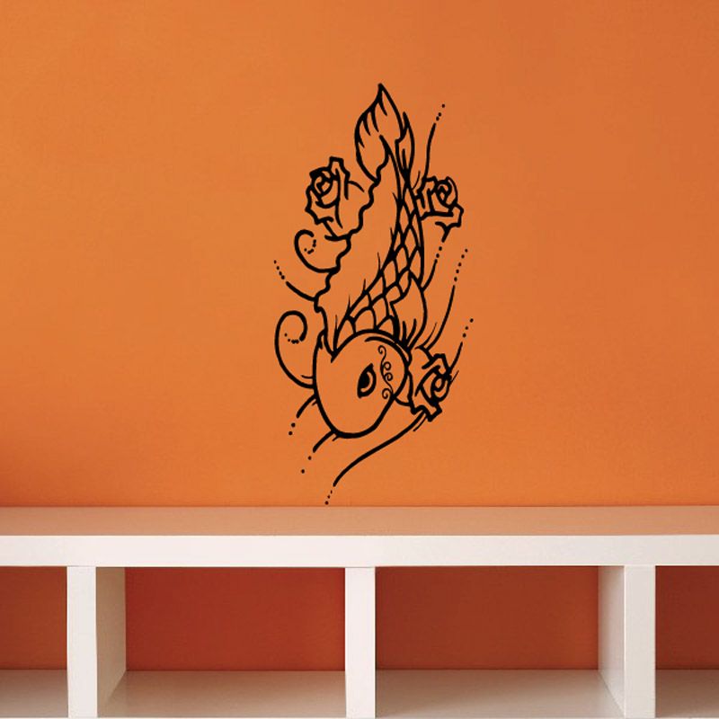Elegant Goldfish and Rose Decal – Vinyl Disorder