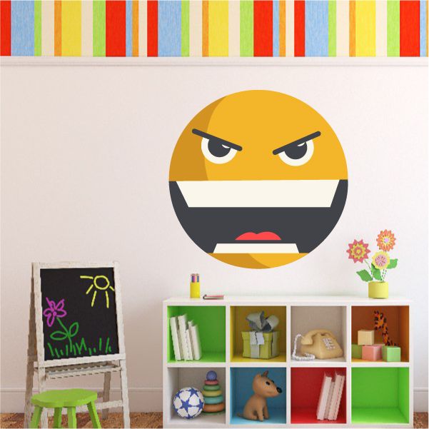 Emoticon Yelling Evil Face Wall Decal - Vinyl Decal - Car Decal - Idco ...