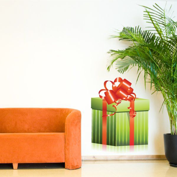 Green Present with Red Bow Printed Die Cut Decal – Vinyl Disorder