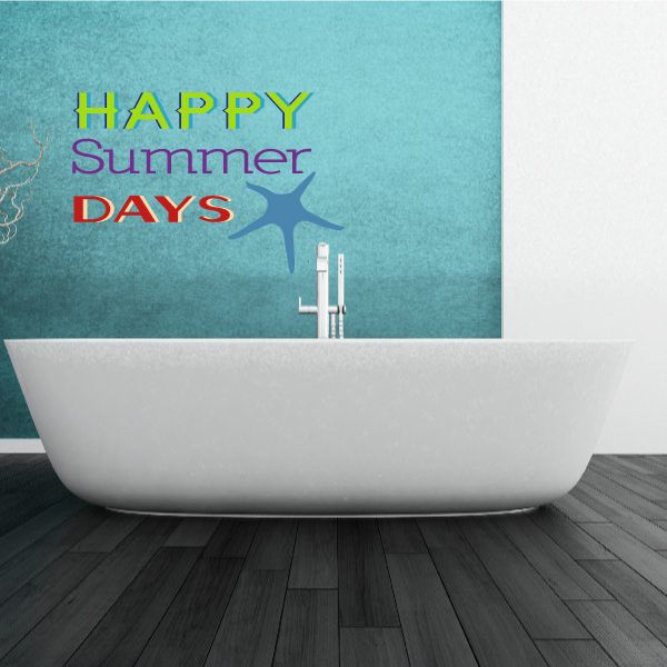 Happy Summer Days Star Fish Quote Wall Decal - Vinyl Decal - Car Decal ...