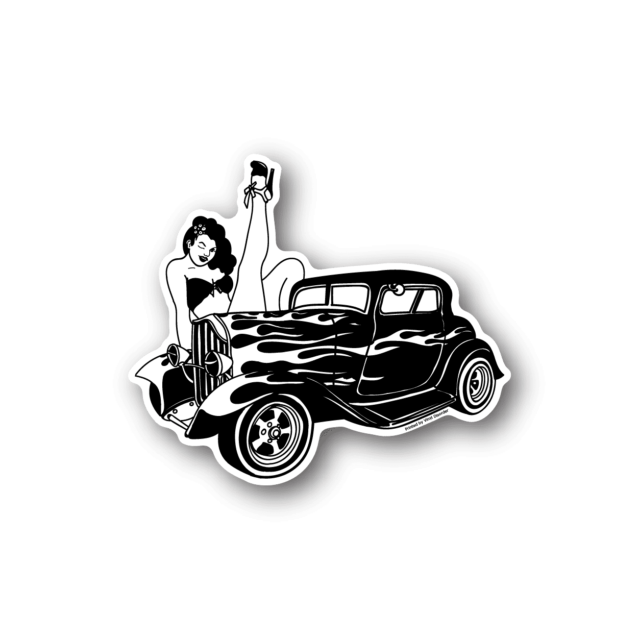 Hot Rod Pin Up Girl Vinyl Sticker | Weather-Resistant Vinyl Sticker ...