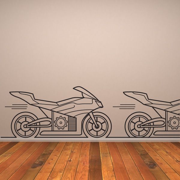 Motorcycle Line Art Decal – Vinyl Disorder