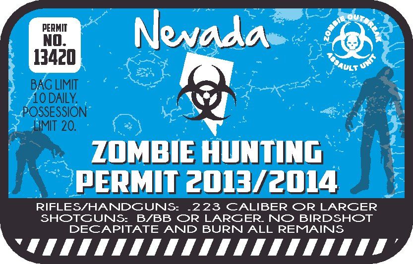 Nevada Zombie Hunting Permit Sticker – Vinyl Disorder