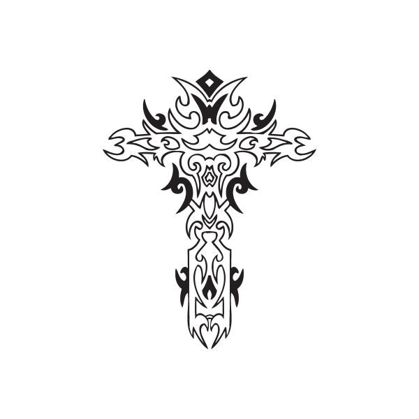 Ornate Firey Cross Decal – Vinyl Disorder