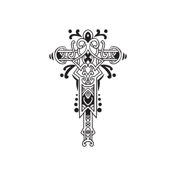Ornately Embellished Cross Decal – Vinyl Disorder