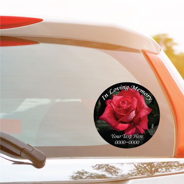 Rose In Loving Memory Custom Circle Sticker – Vinyl Disorder