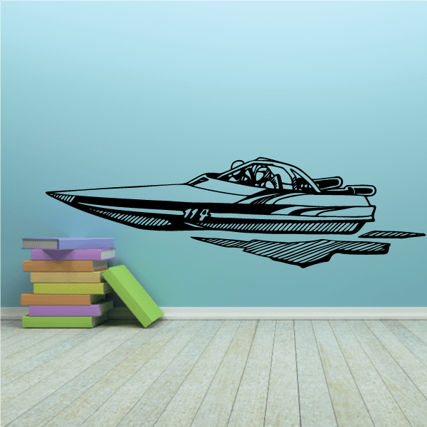 Sketched Racing Speedboat Decal – Vinyl Disorder