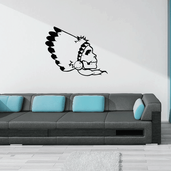 Skull Indian Chief Headband Wall Decal - Vinyl Decal - Car Decal - CF2 ...
