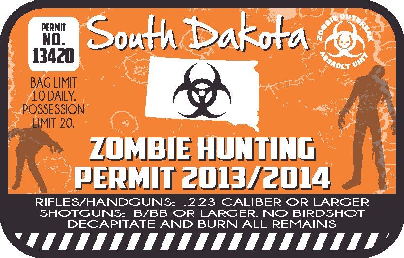 South Dakota Zombie Hunting Permit Sticker – Vinyl Disorder