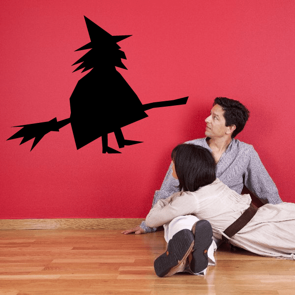 Spiky Witch Riding Broom Decal – Vinyl Disorder