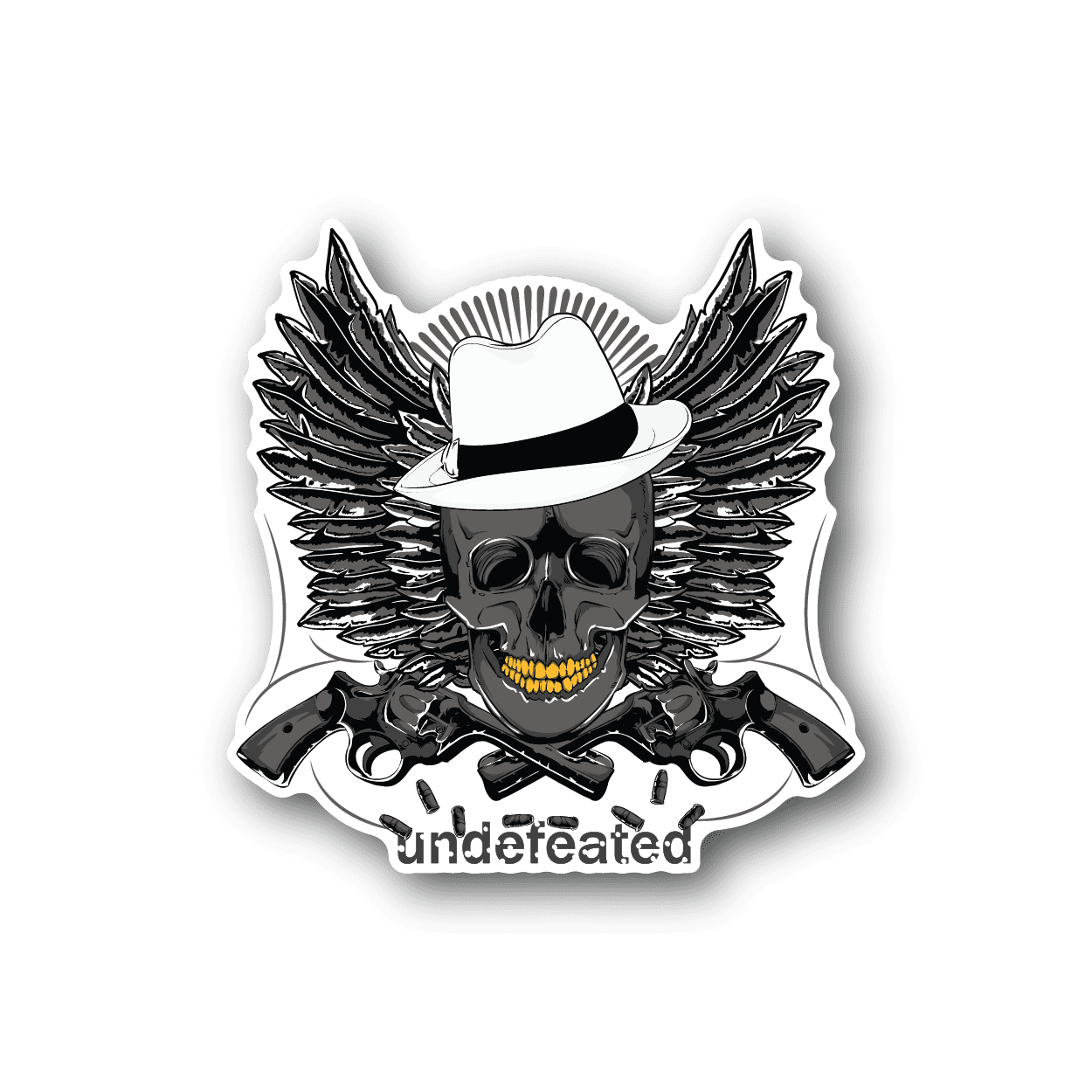Undefeated Mobster Skull Sticker – Vinyl Disorder